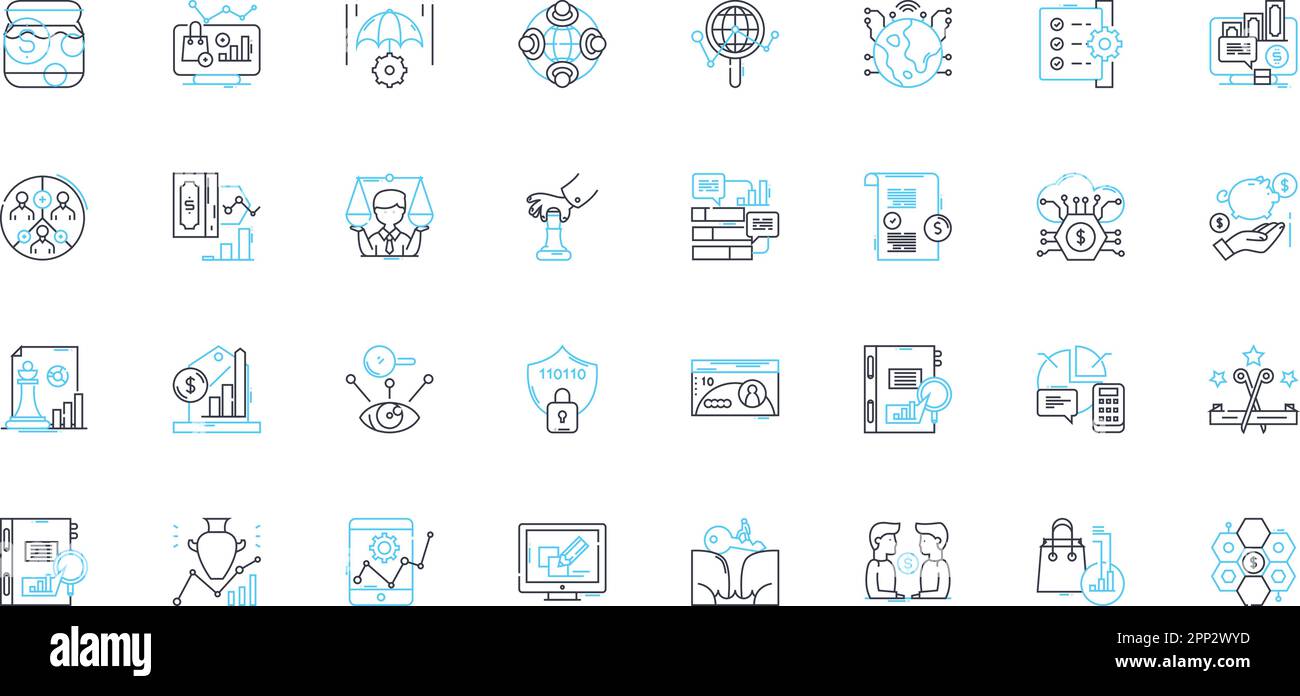Corporate audit linear icons set. Compliance, Risk, Analysis ...