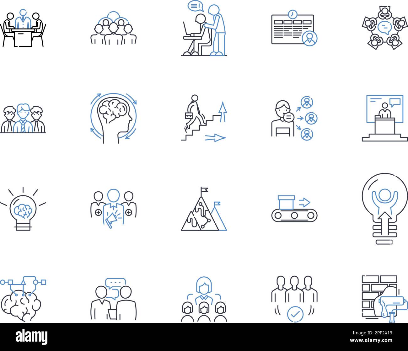 Organization Entity Line Icons Collection Efficiency Teamwork