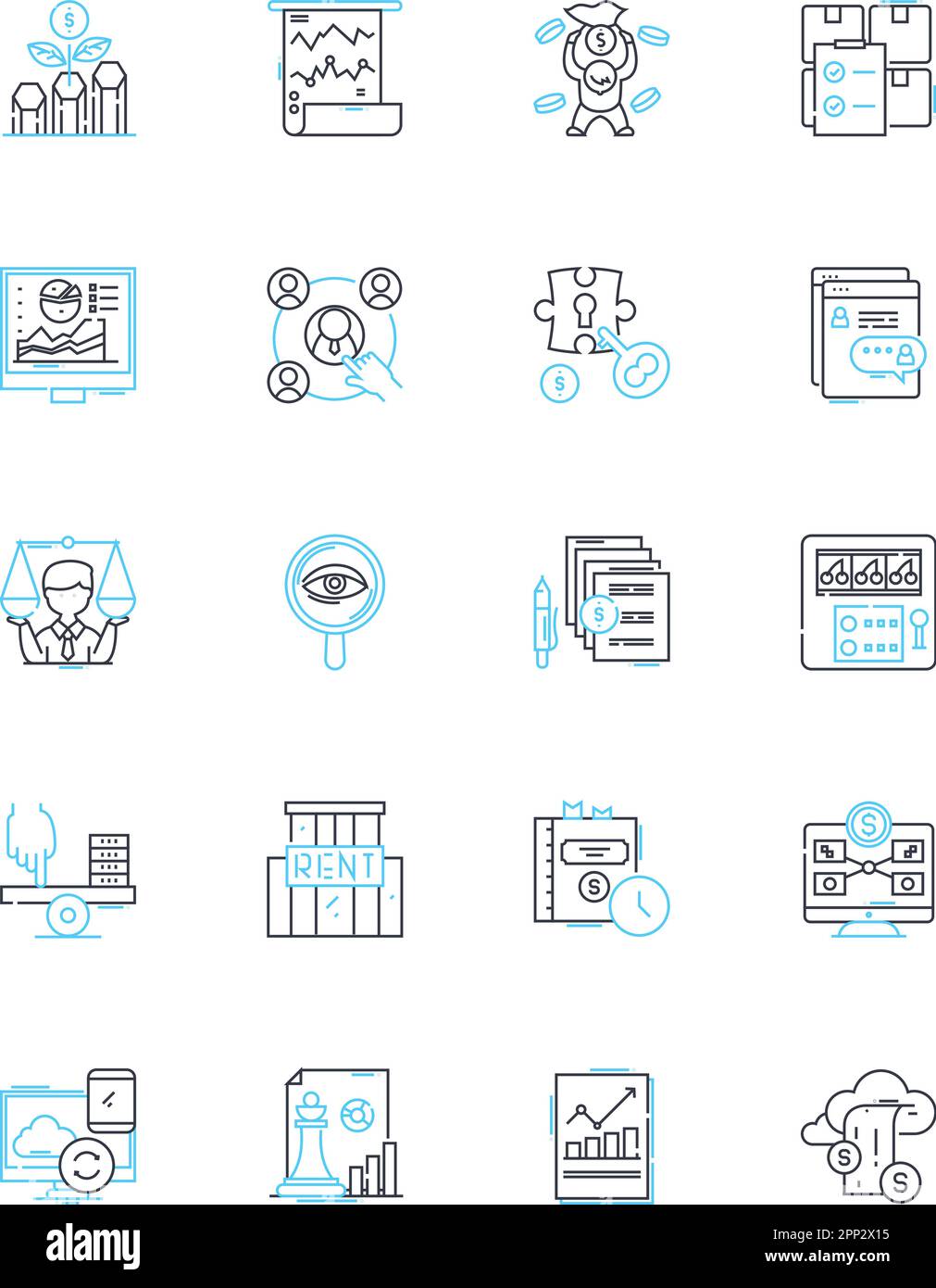 My management training linear icons set. Leadership, Communication ...
