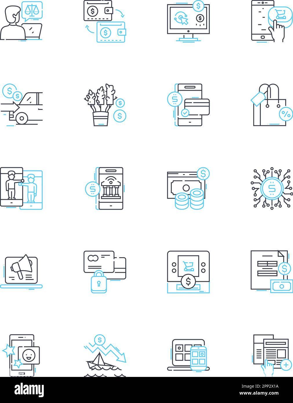 Competitive intelligence linear icons set. Analysis, Insights, Research ...
