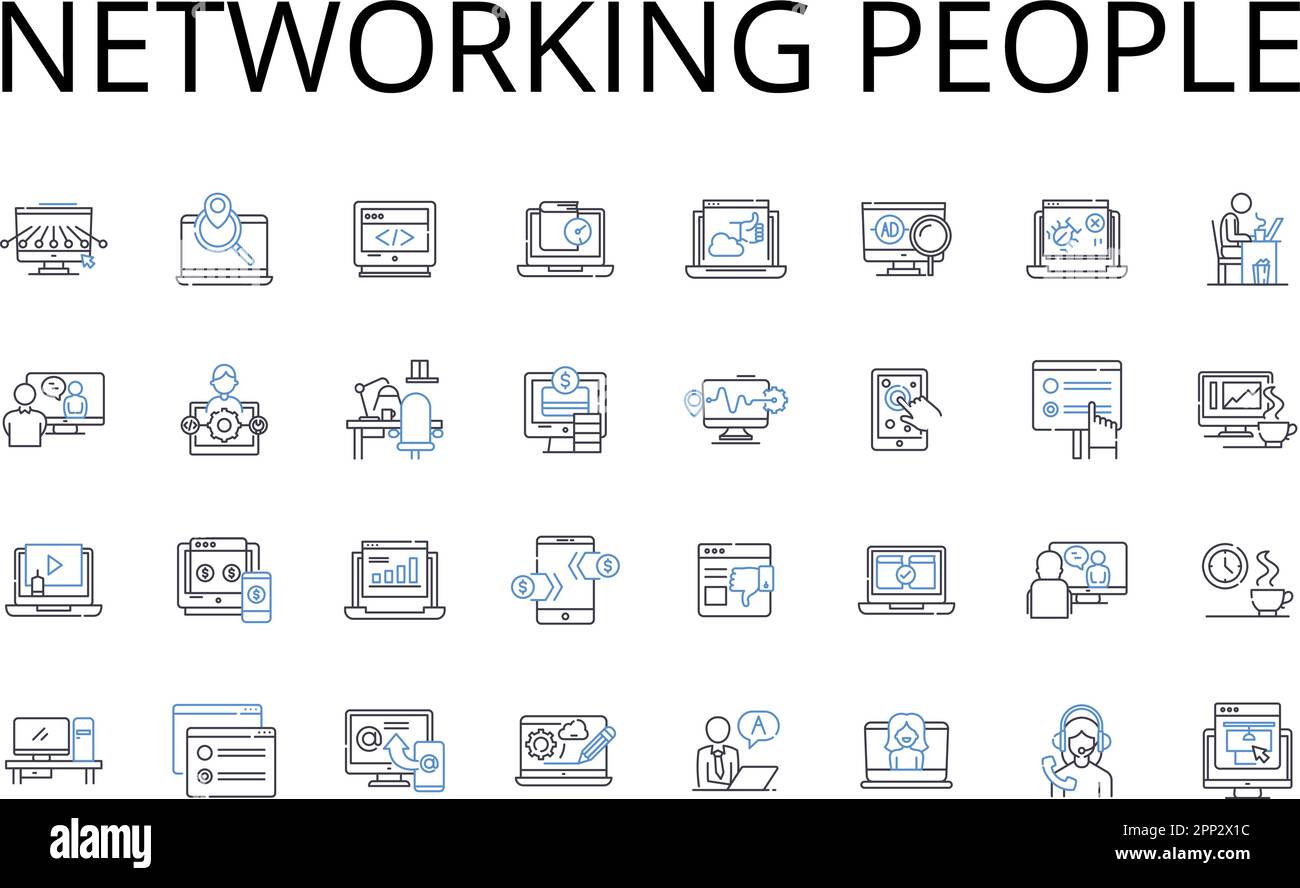 Networking people line icons collection. Meeting friends, Socializing ...