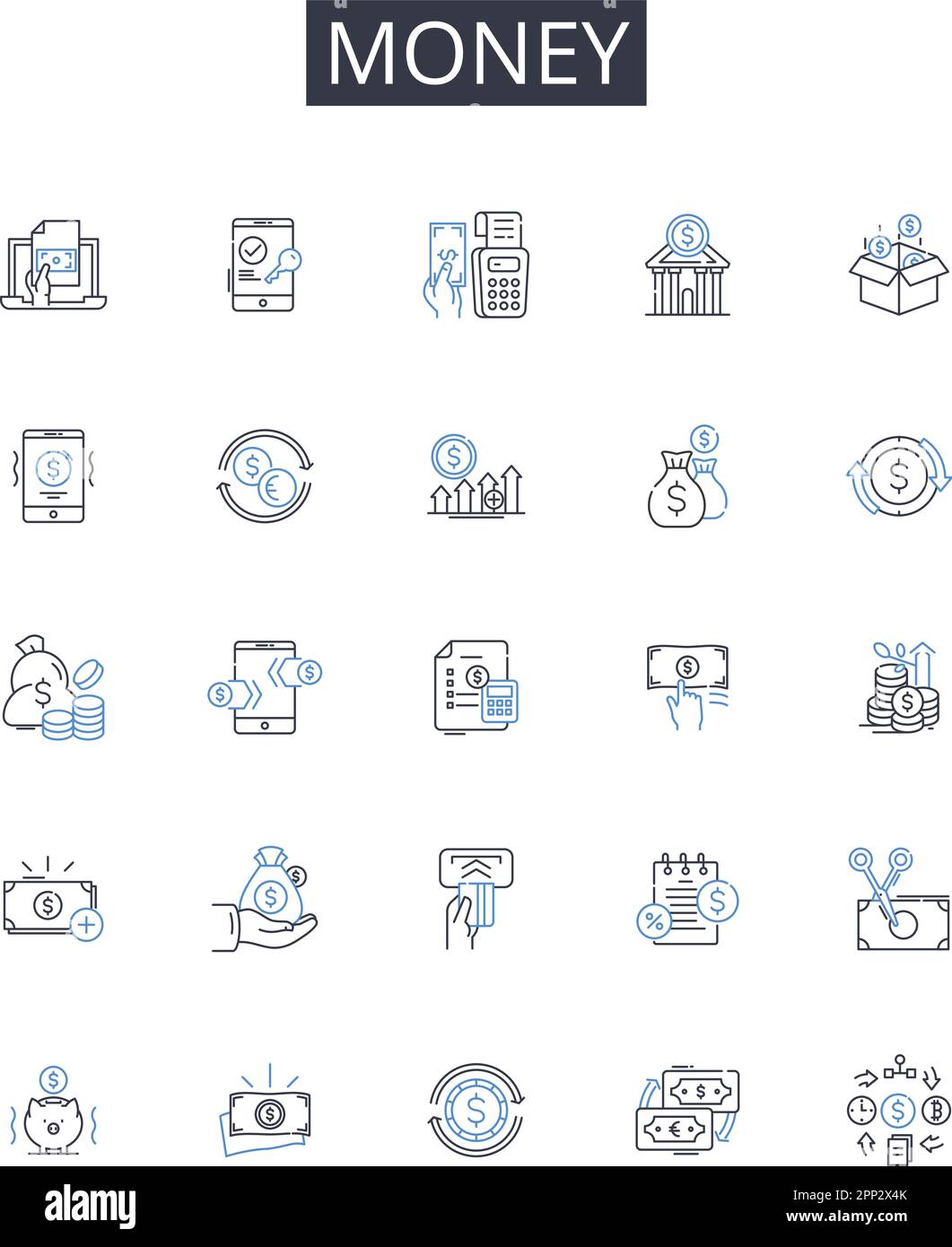Money line icons collection. Wealth, Currency, Cash, Dough, Bucks ...
