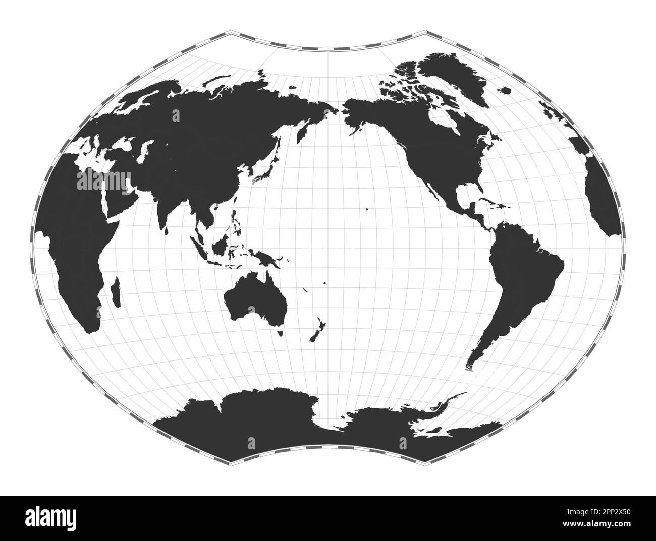 Vector world map. Ginzburg VI projection. Plain world geographical map ...