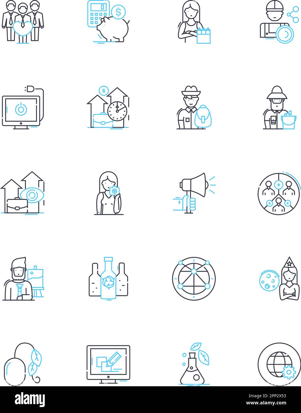 Mini company linear icons set. Innovation, Creativity, Craftsmanship ...