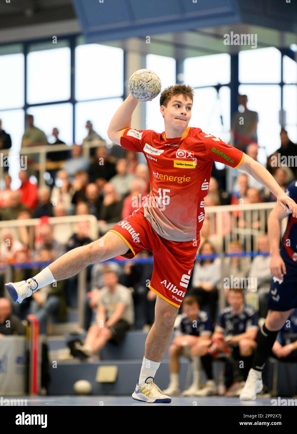 Eat, Deutschland. 21st Apr, 2023. Nils HOMSCHEID (E) action, handball ...