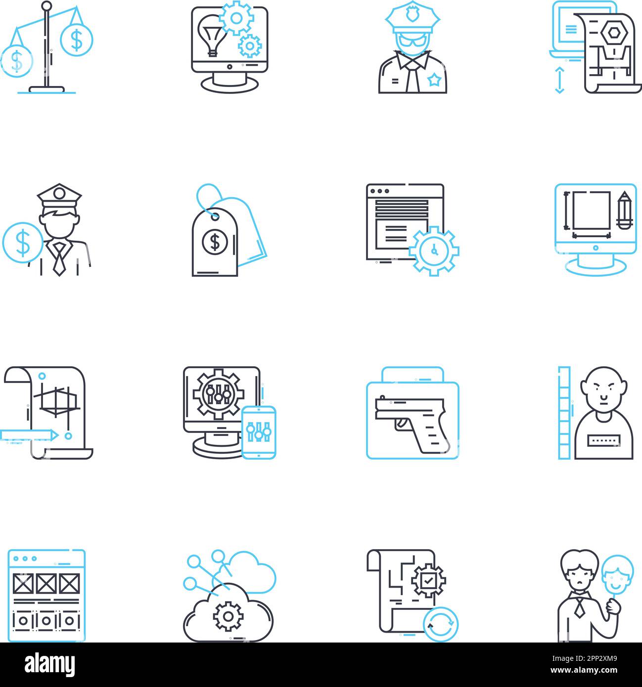 Bribery linear icons set. Corruption, Fraud, Payoff, Graft, Extortion, Kickback, Bribe line ...
