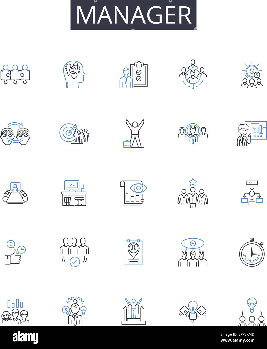 Manager line icons collection. Supervisor, Director, Head, Administrator, Boss, Chief ...