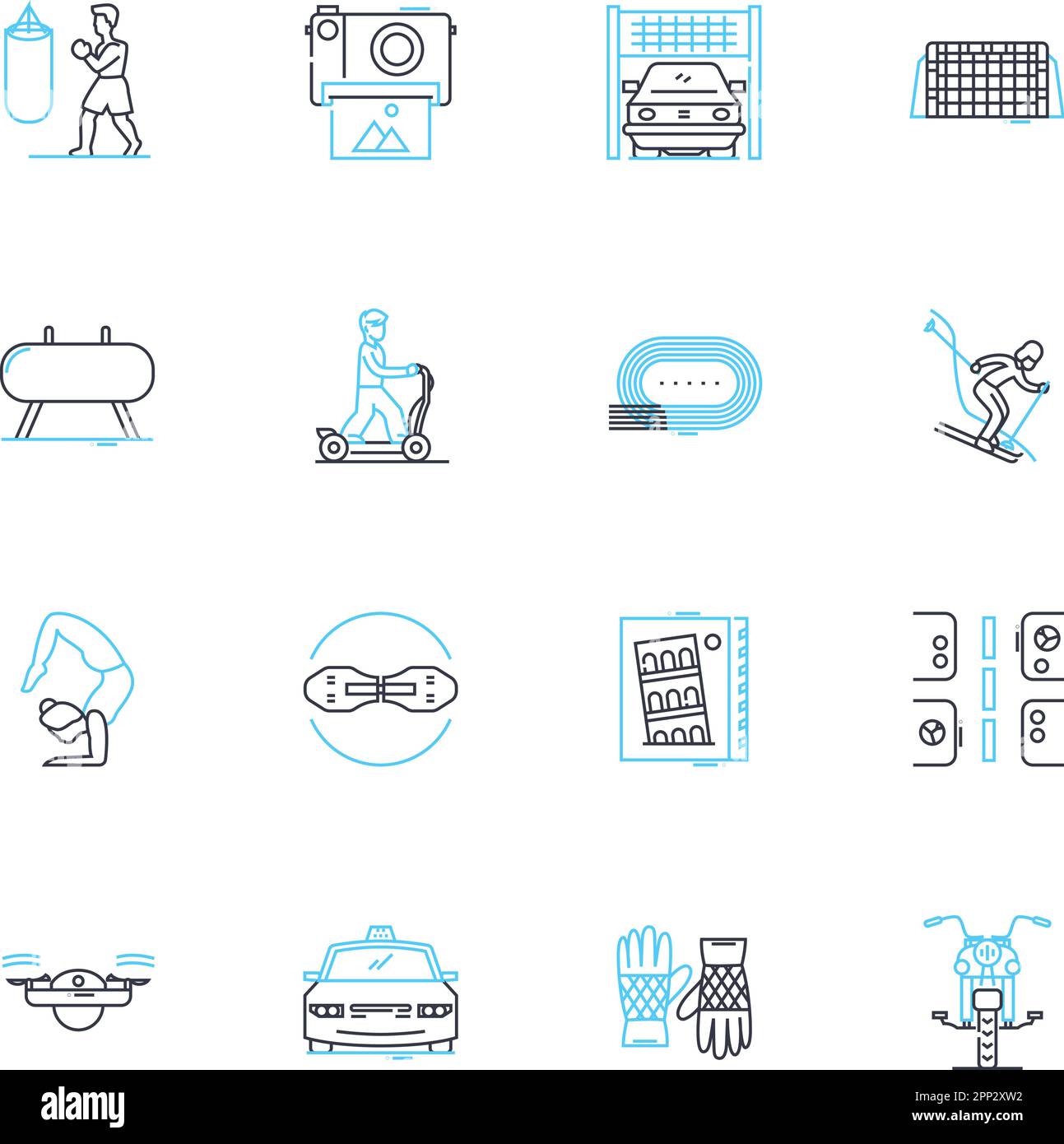 Fitness world linear icons set. Workout, Strength, Cardio, Exercise ...