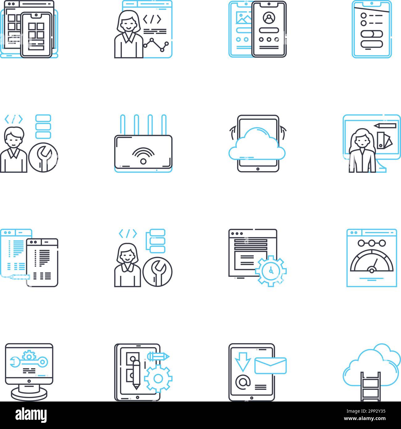 Character enhancement linear icons set. Resilience, Empathy, Integrity ...