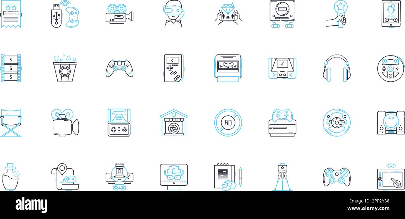 Film making linear icons set. Cinematography, Screenwriting, Directing ...