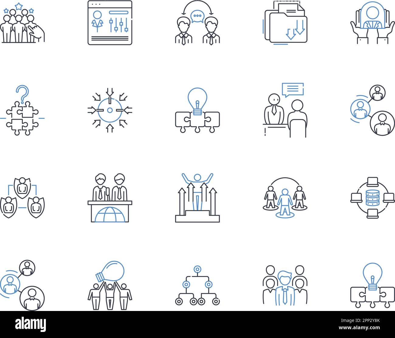 Employer huddle line icons collection. Cohesion, Alignment, Teamwork ...