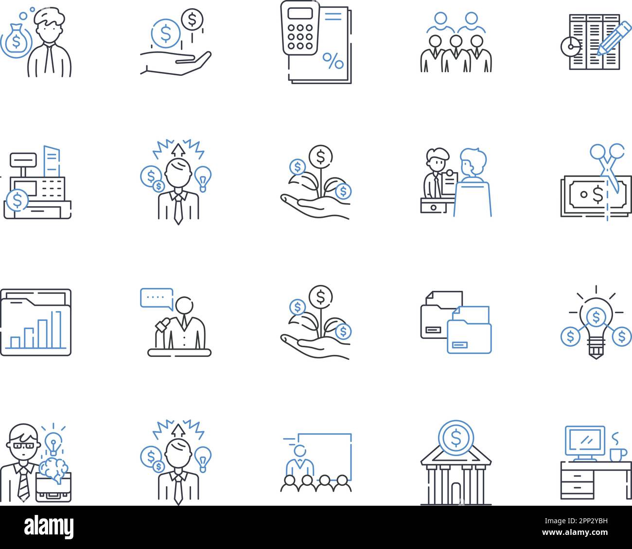 Business planning line icons collection. Strategy, Goals, Revenue ...