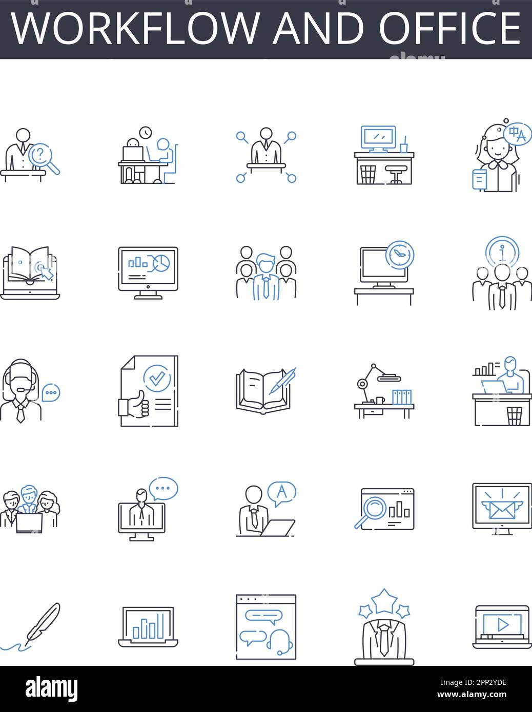 Workflow and office line icons collection. Business and commerce ...