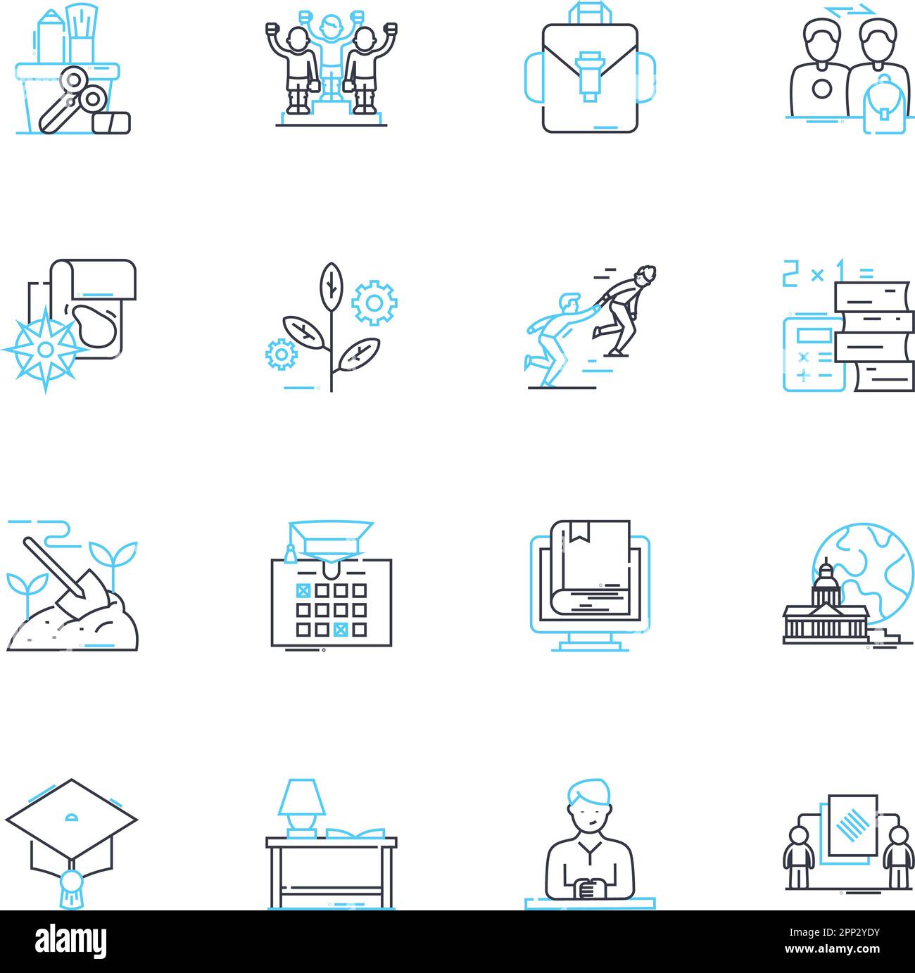 Middle school linear icons set. Adolescence, Education, Homework ...