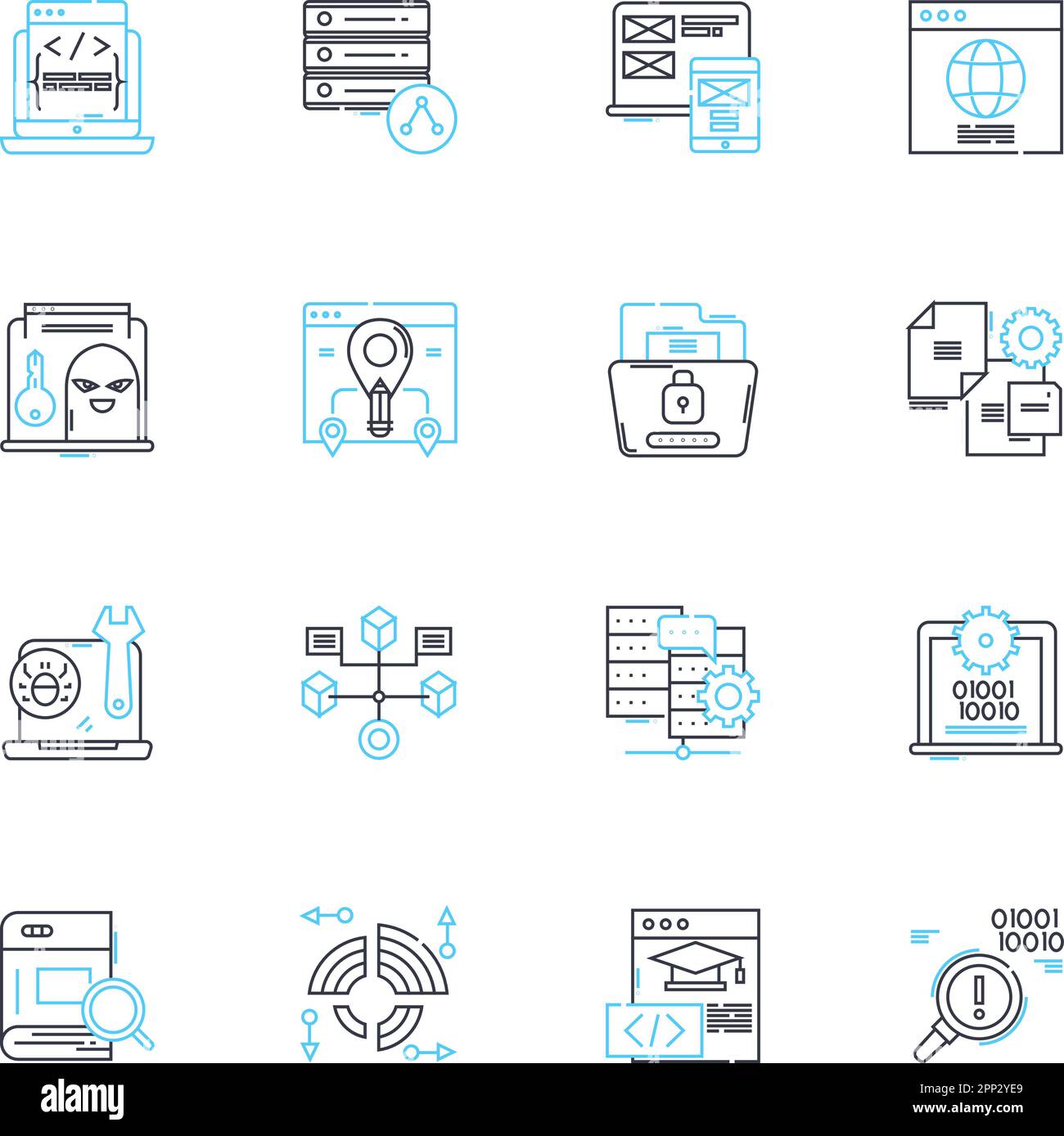 Data Security Linear Icons Set Encryption Cybersecurity Privacy Authentication Compliance