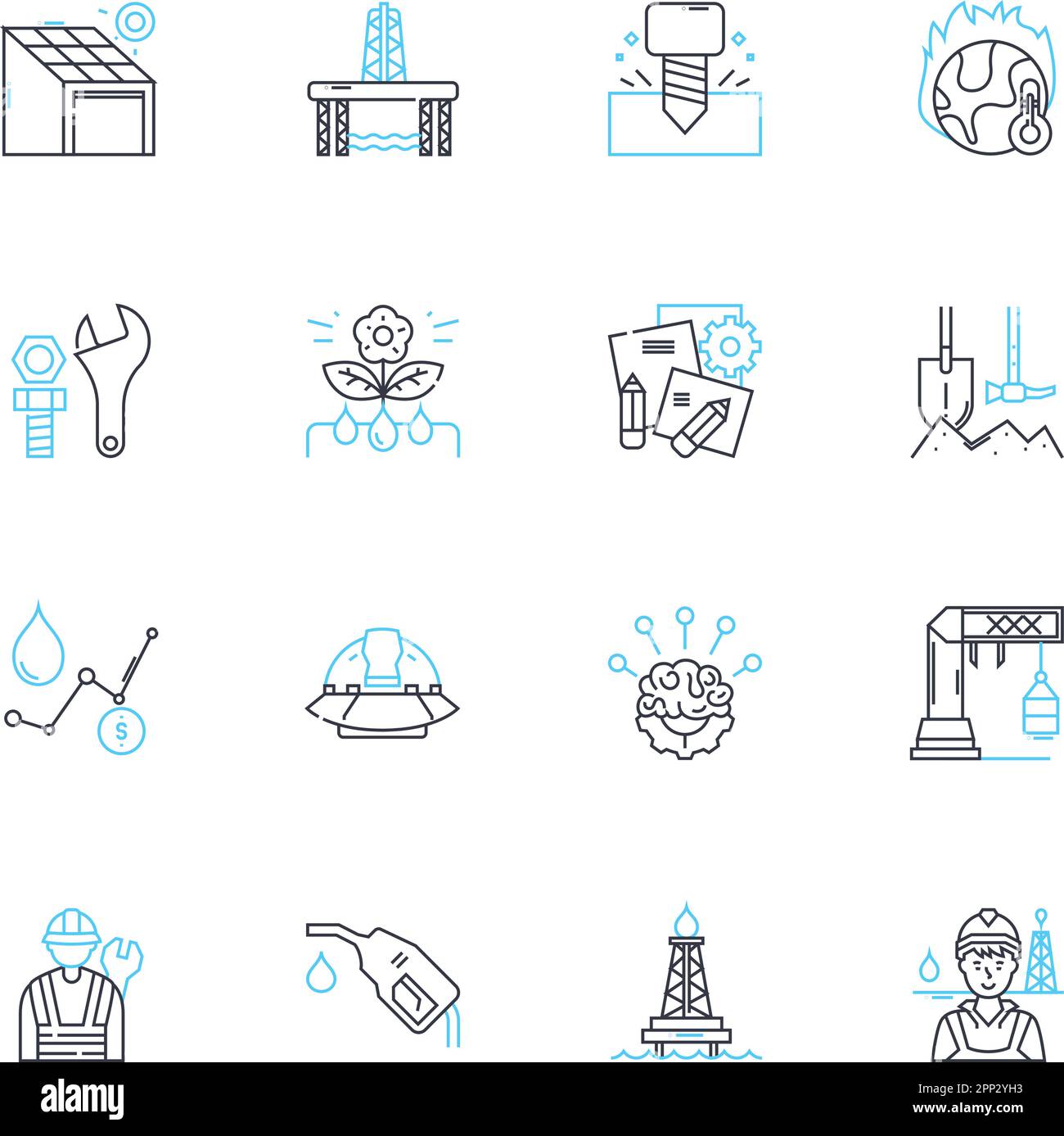 Environmental engineering linear icons set. Sustainability, Pollution ...