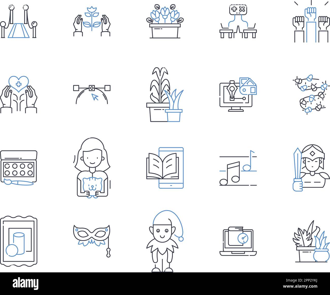Expression Line Icons Collection Emotion Communication Art