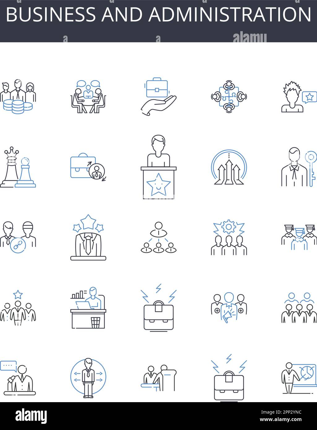 Business and administration line icons collection. Commerce, Management ...