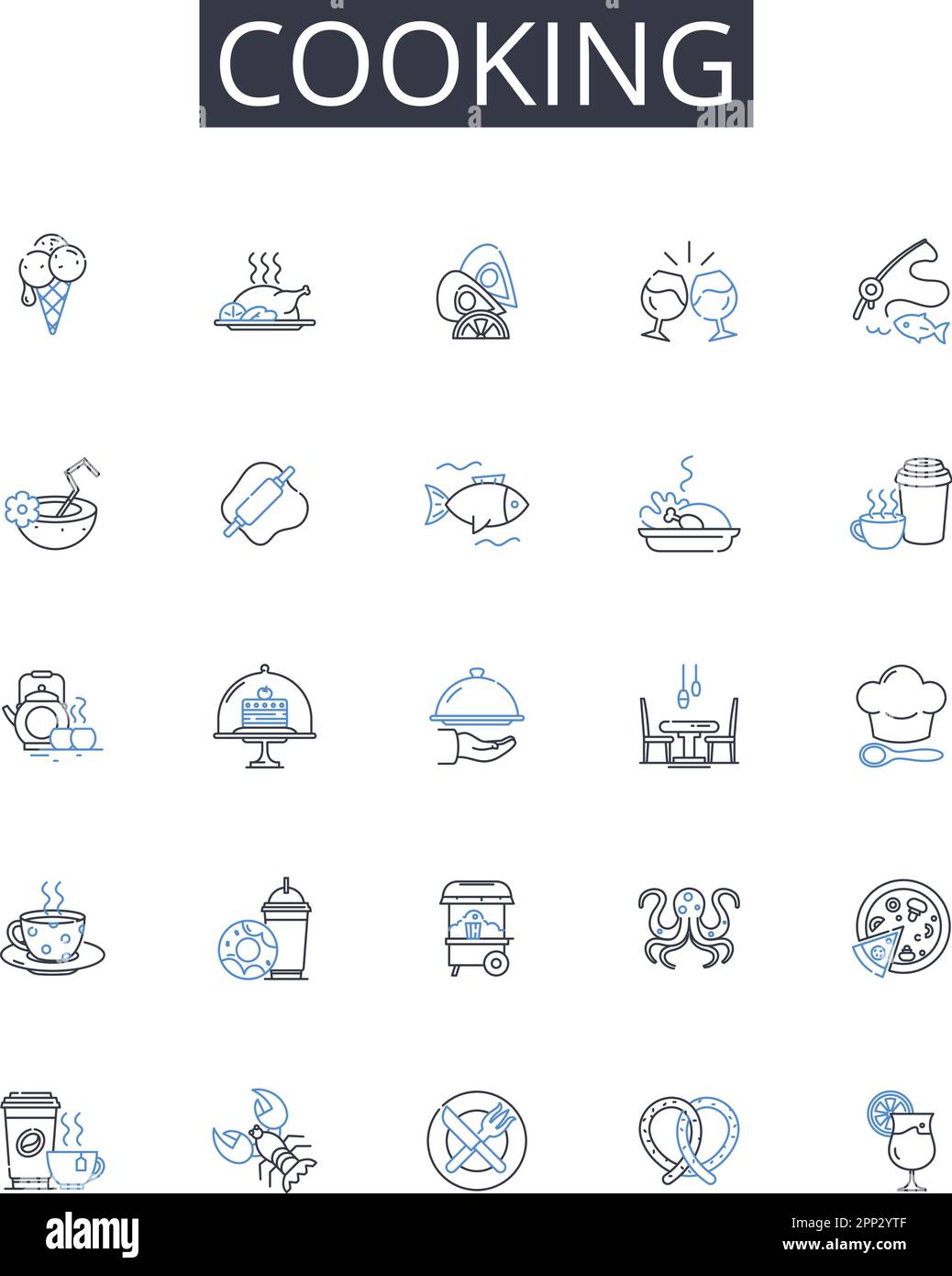 Cooking line icons collection. Culinary, Preparing, Baking, Roasting ...