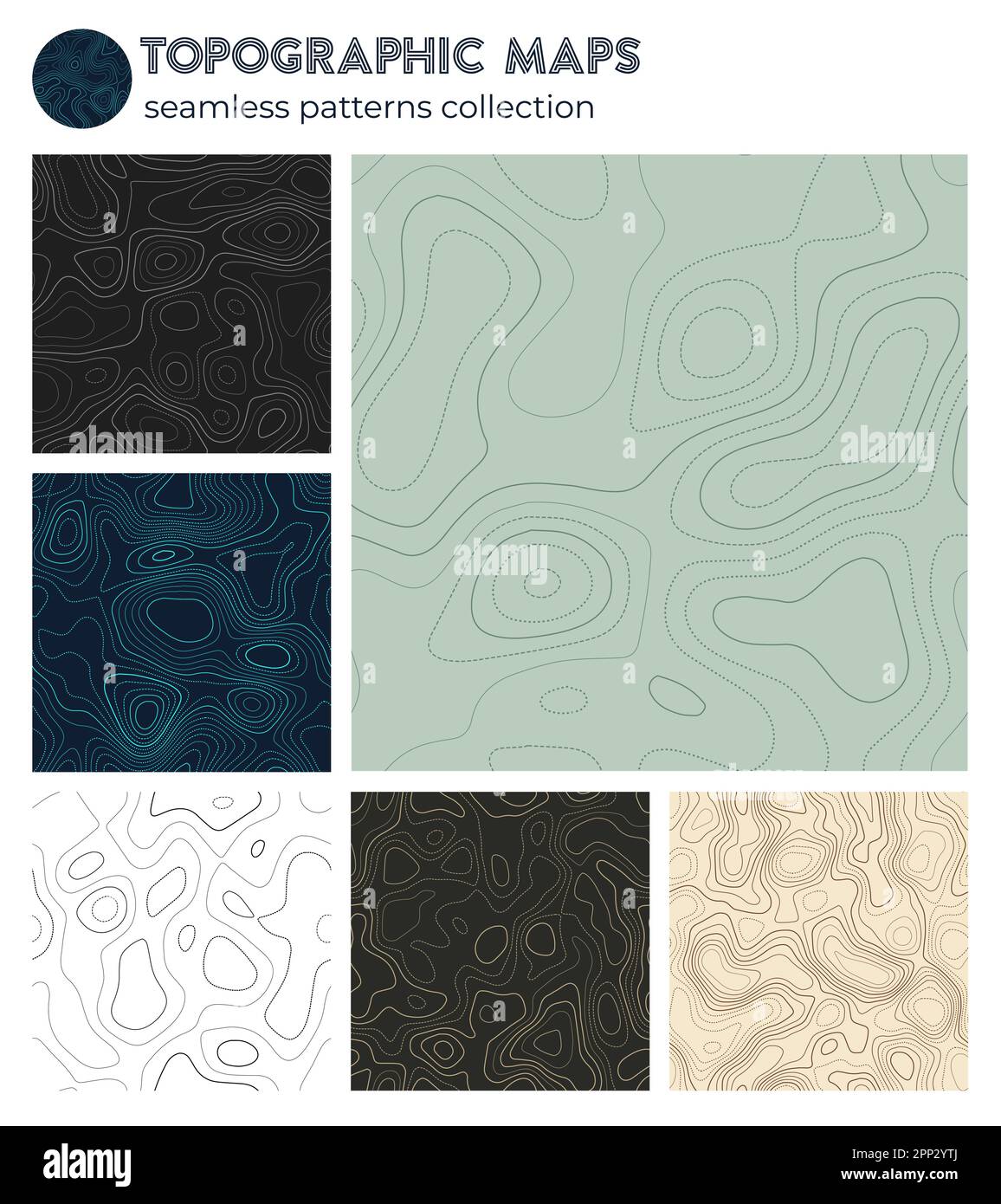 Topographic maps. Astonishing isoline patterns, seamless design ...
