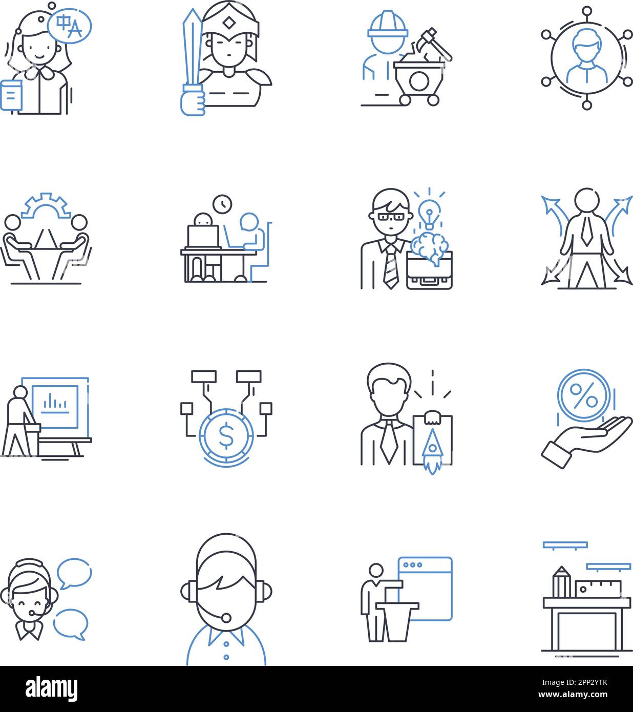Job competency line icons collection. Adaptability, Analytical ...