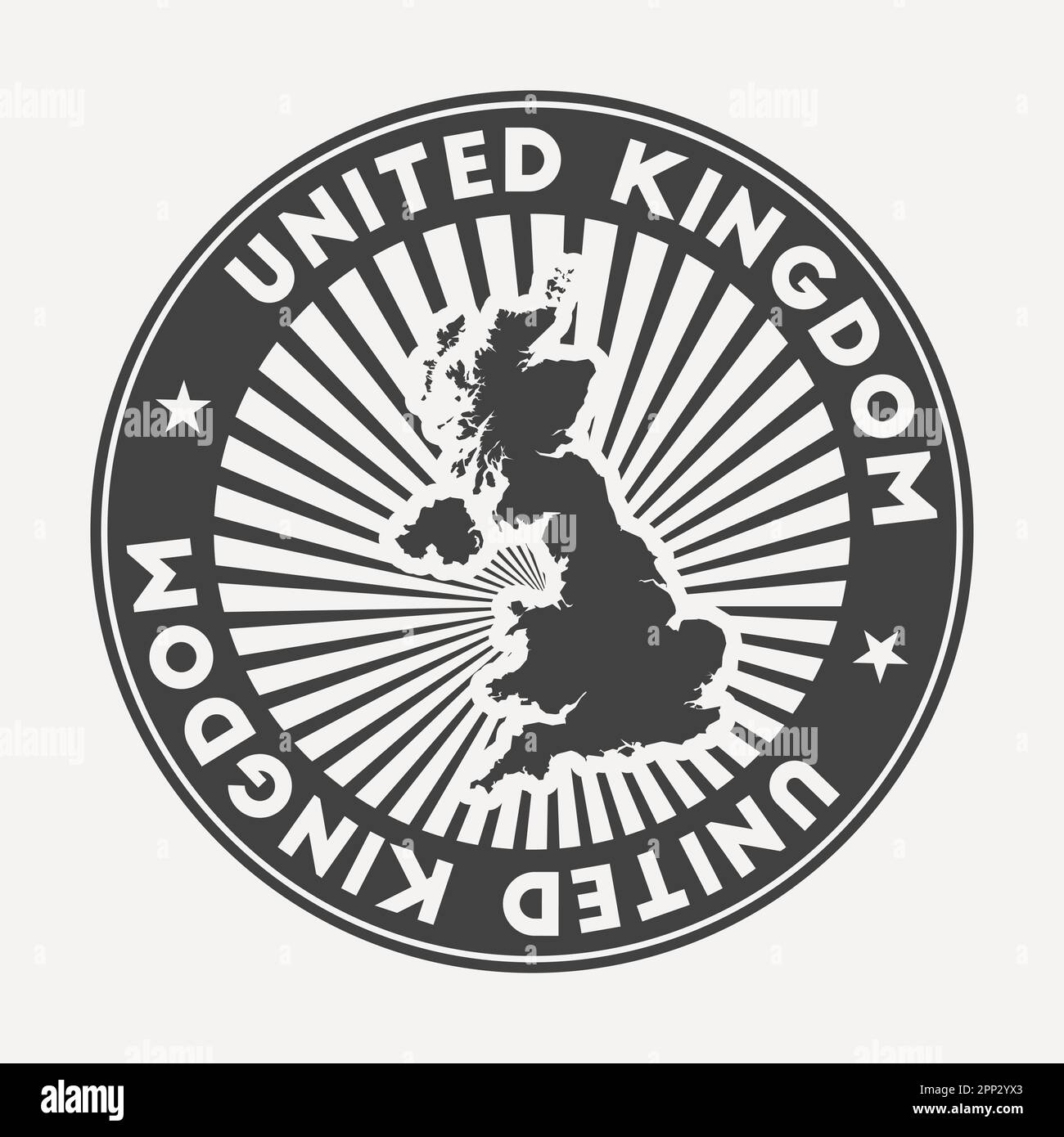 United Kingdom round logo. Vintage travel badge with the circular name ...