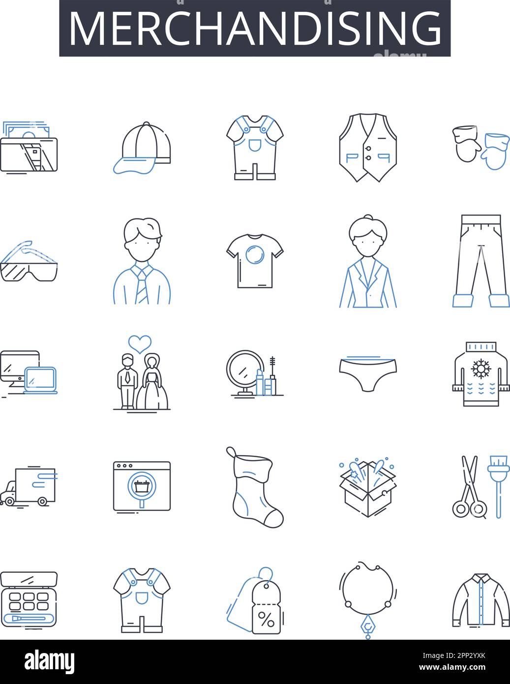Merchandising line icons collection. Retailing, Selling, Marketing ...