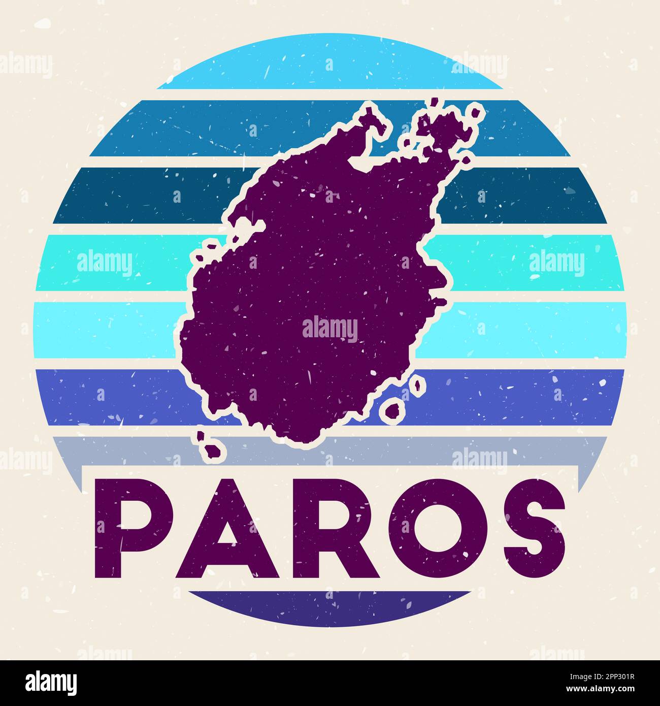 Paros logo. Sign with the map of the island and colored stripes, vector ...