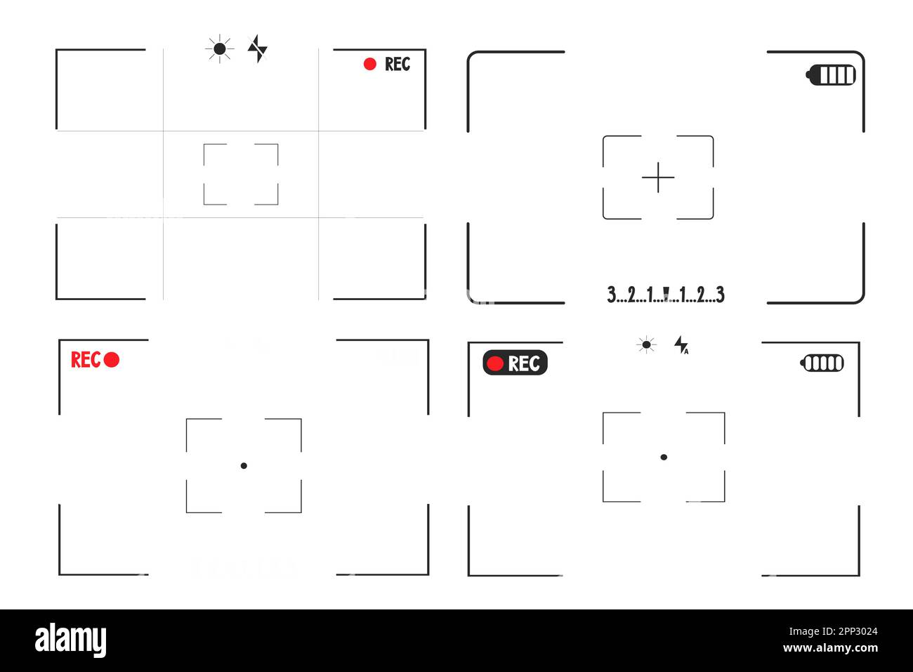 Video camera viewfinder overlay template, interface. Photo focus screen ...