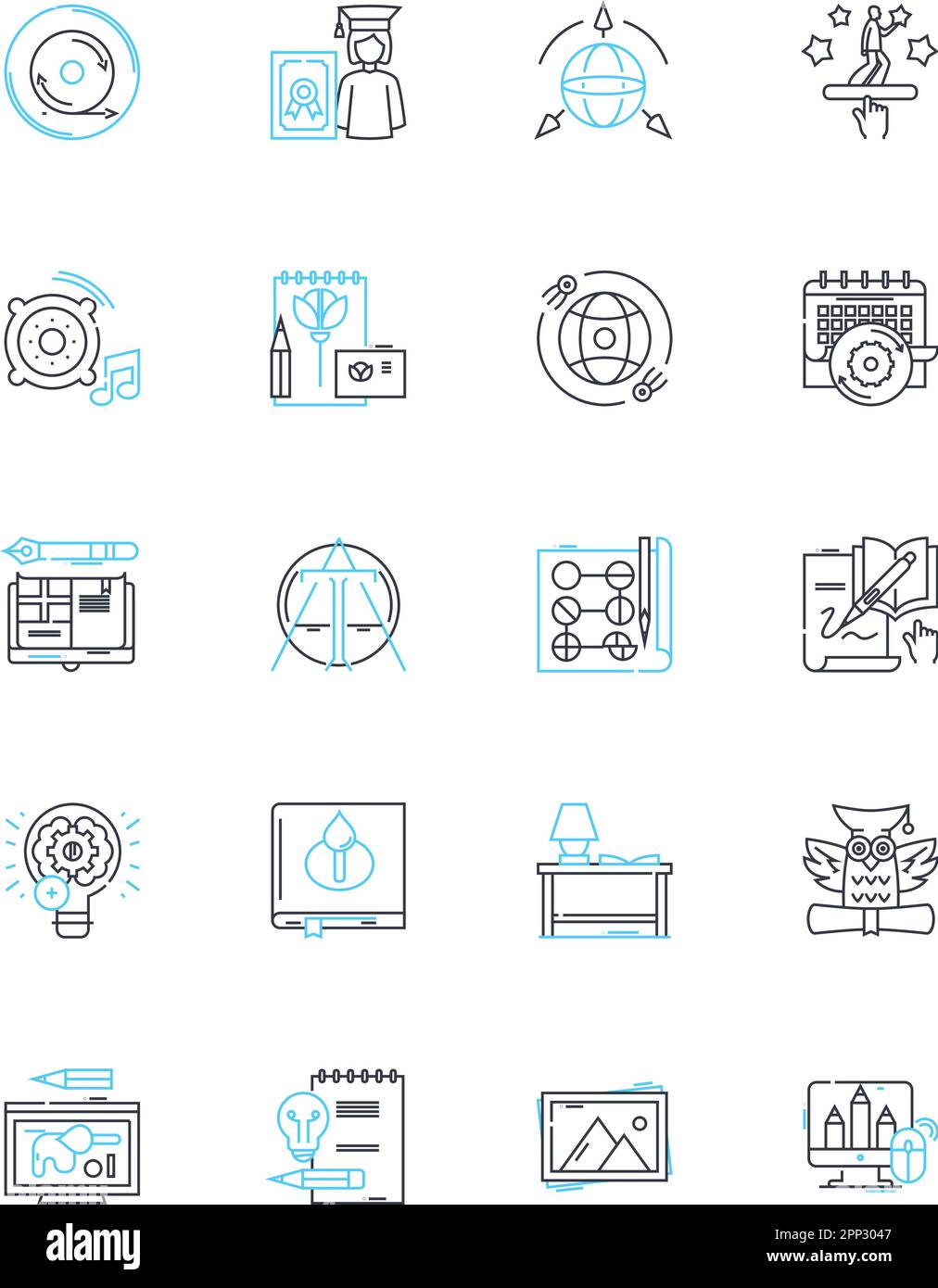 School linear icons set. Education, Learning, Academics, Math, Science ...