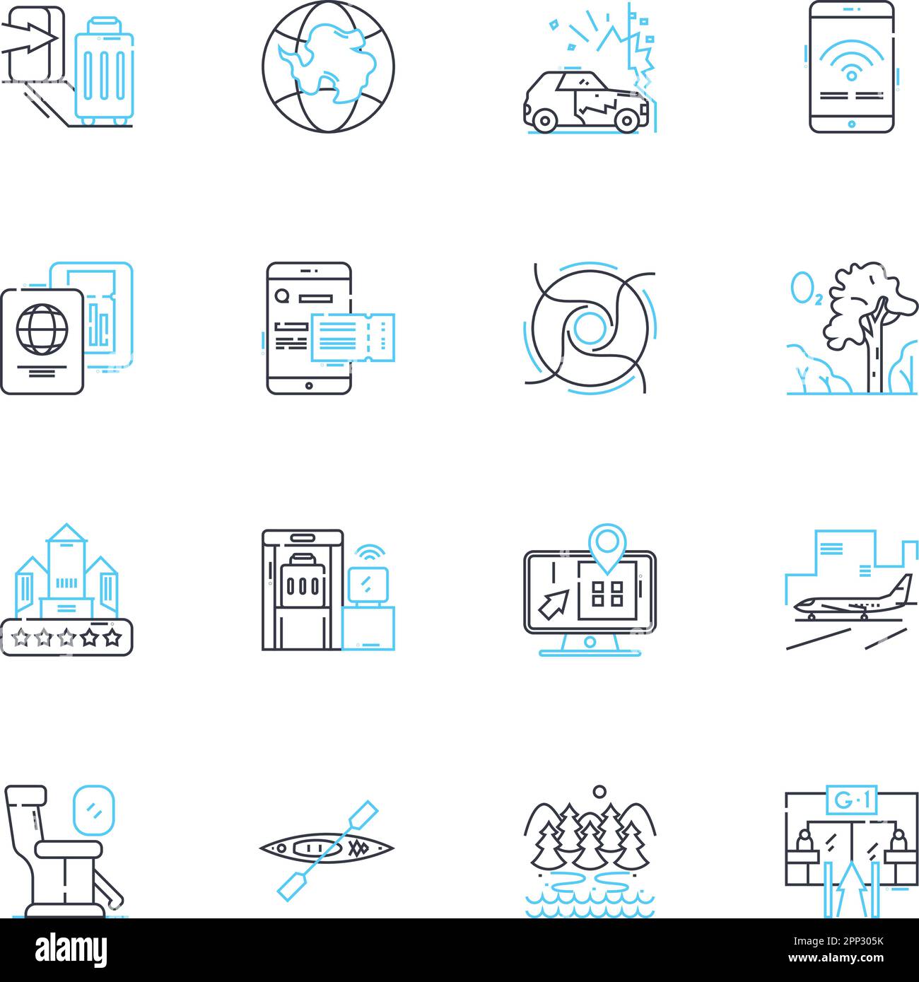 Heliport linear icons set. chopper, aviation, rotorcraft, takeoff ...
