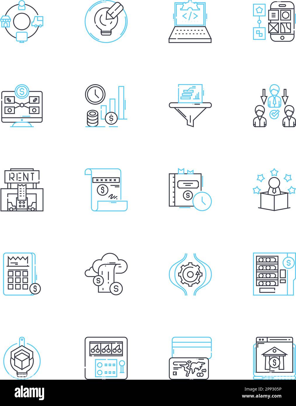 Advertising Campaign Linear Icons Set Branding Strategy Creativity Targeting Messaging