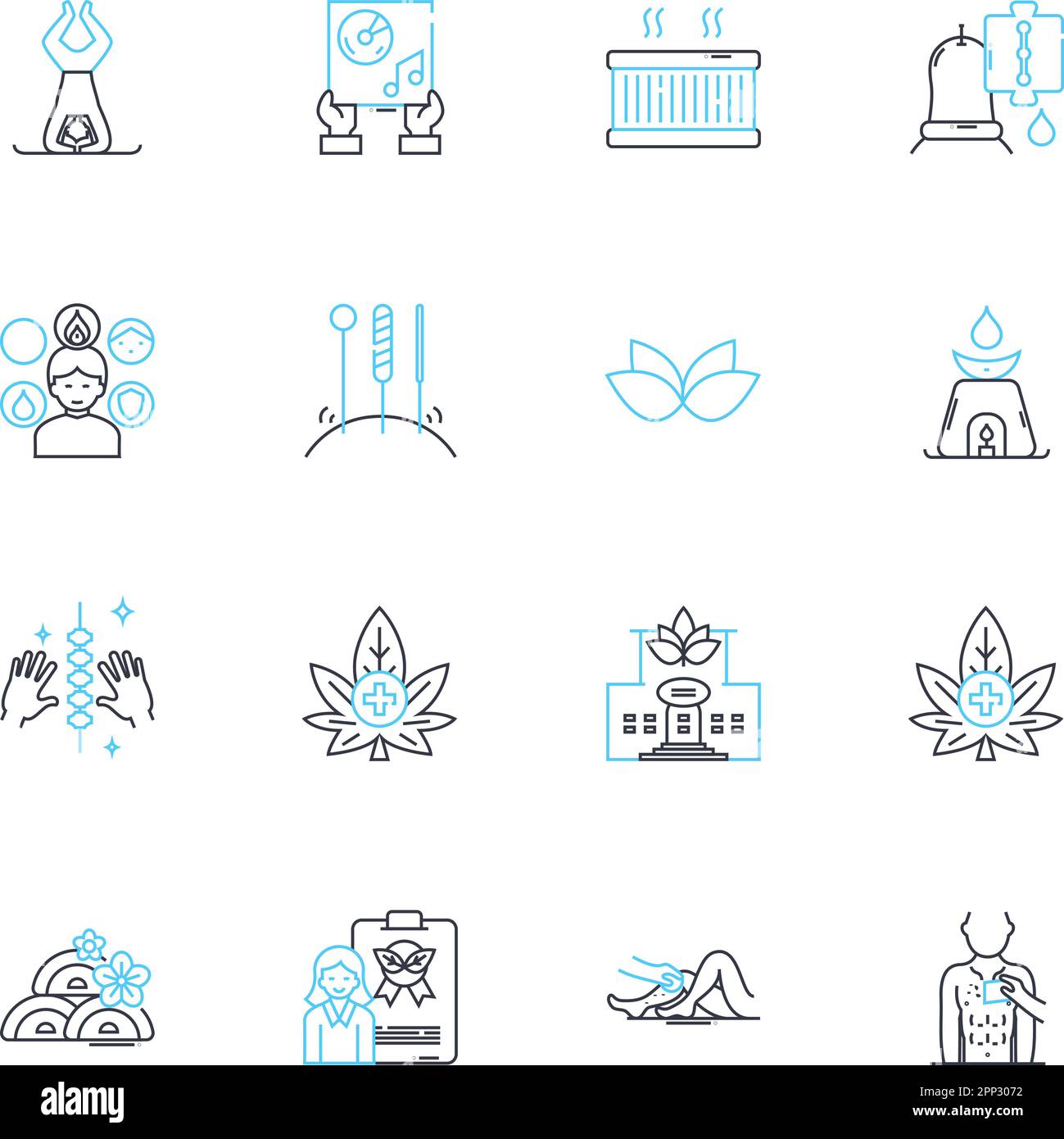 Integrative medicine linear icons set. Holistic, Alternative ...