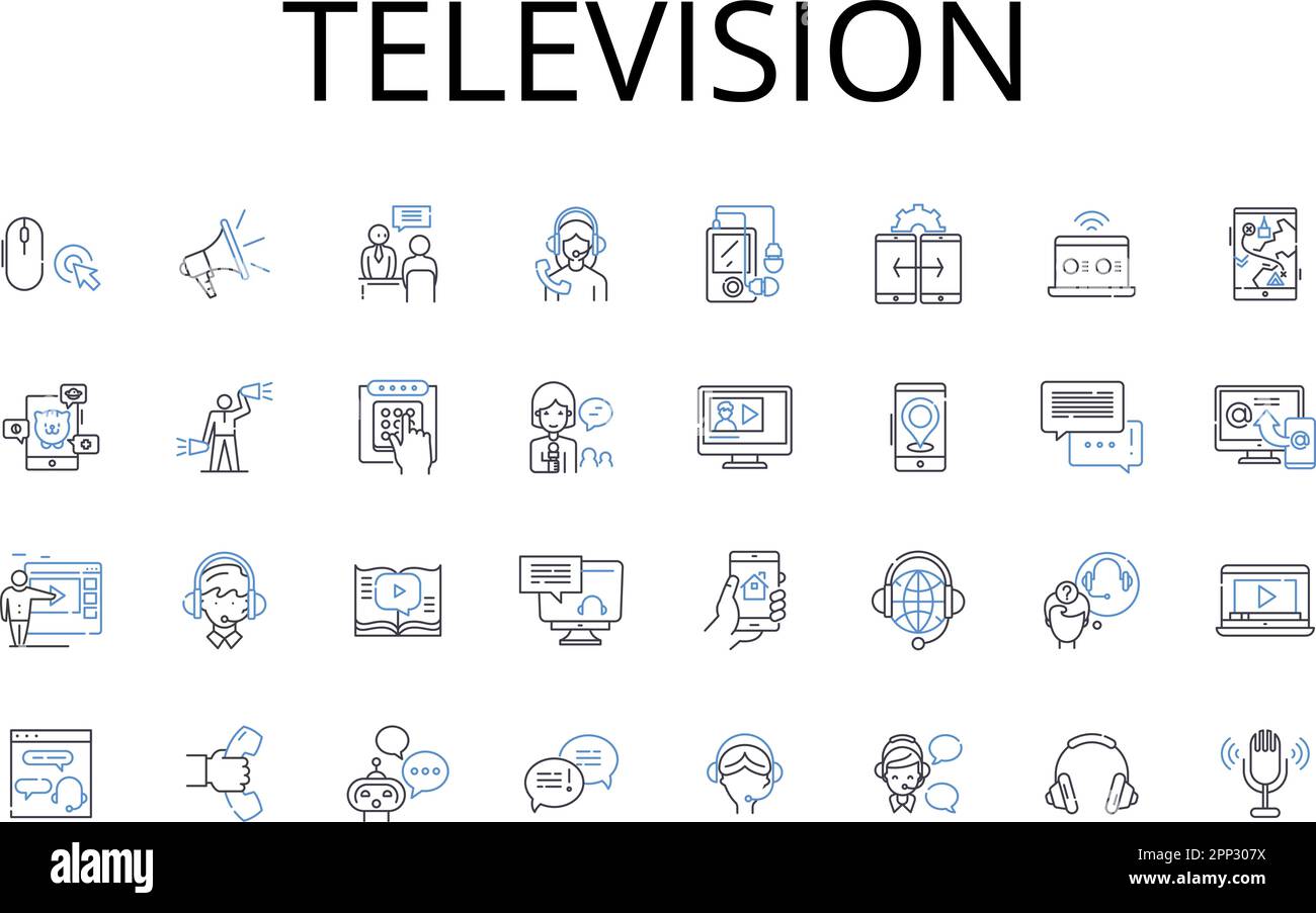 Television line icons collection. Cellph, iPad, Laptop, Desktop, Radio ...
