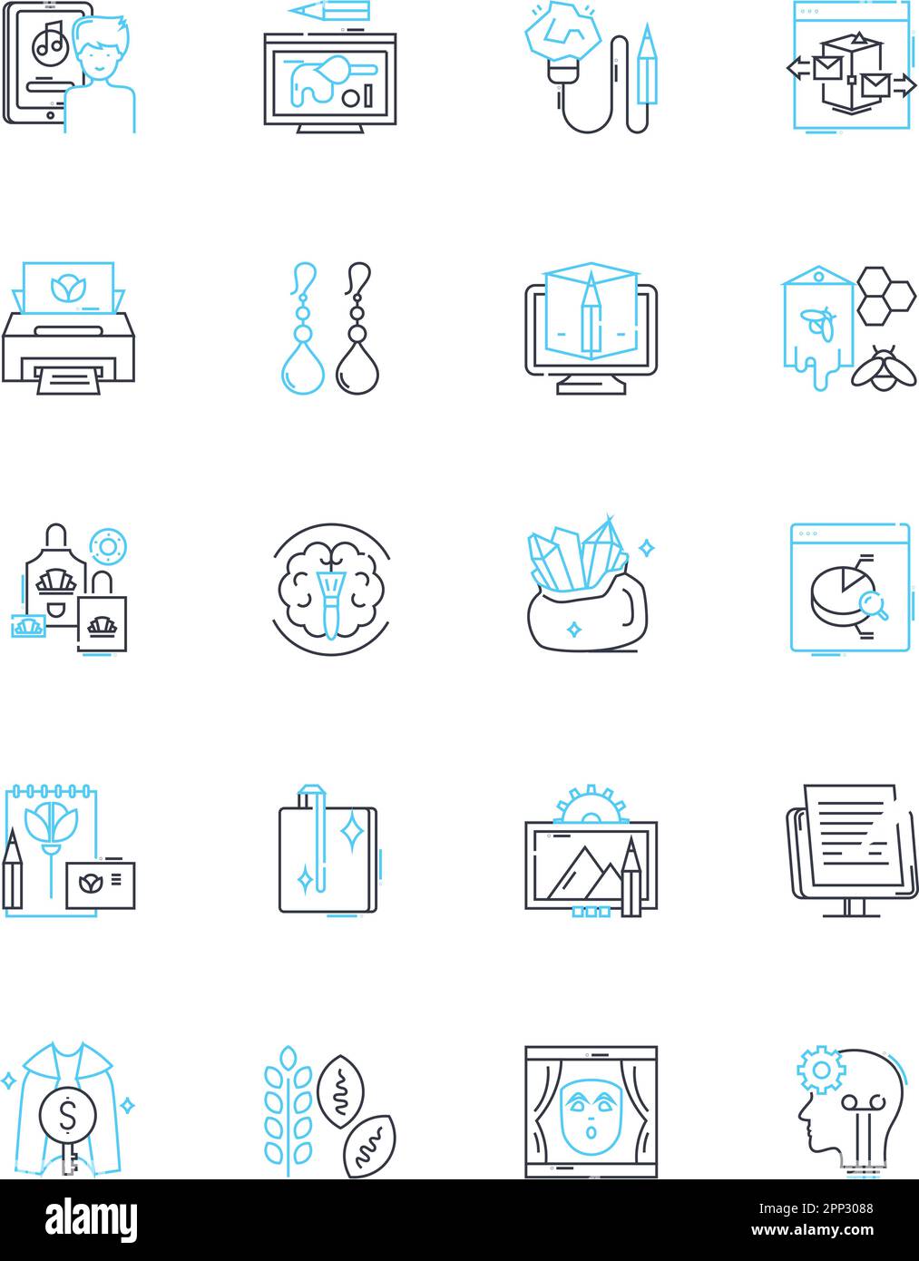 Design commerce linear icons set. Aesthetics, Branding, Creativity ...