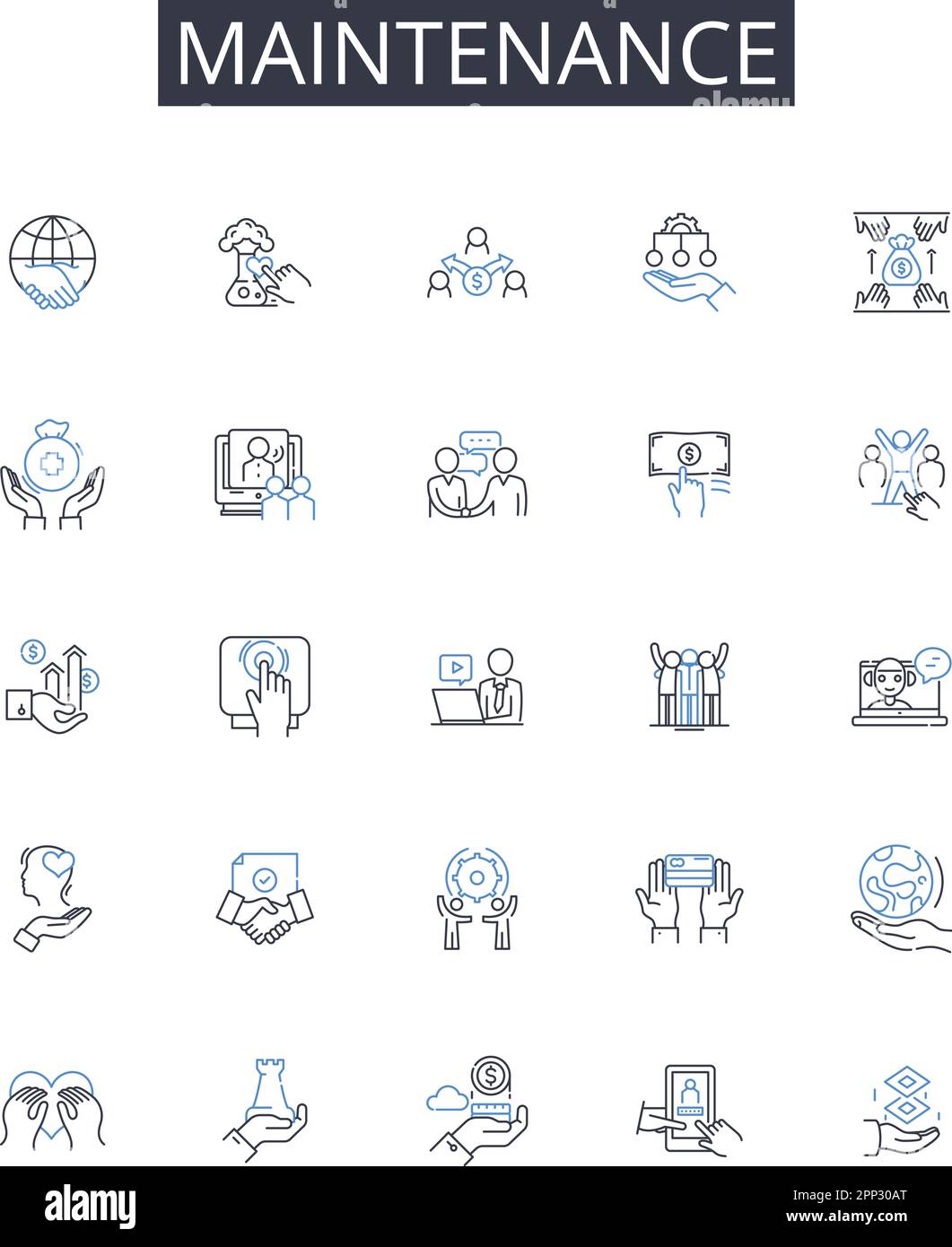 Maintenance line icons collection. Upkeep, Repair, Care, Service ...