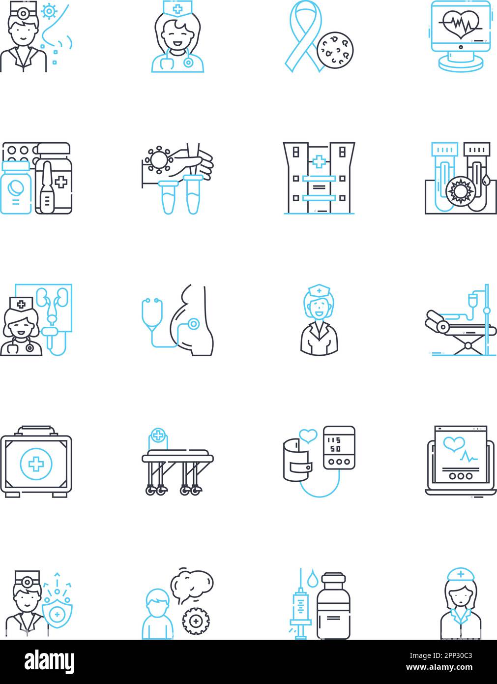 Healthcare center linear icons set. Wellness, Prevention, Treatment ...