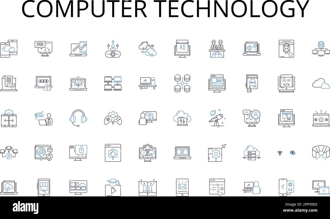 Computer Technology Line Icons Collection Ingenuity Originality