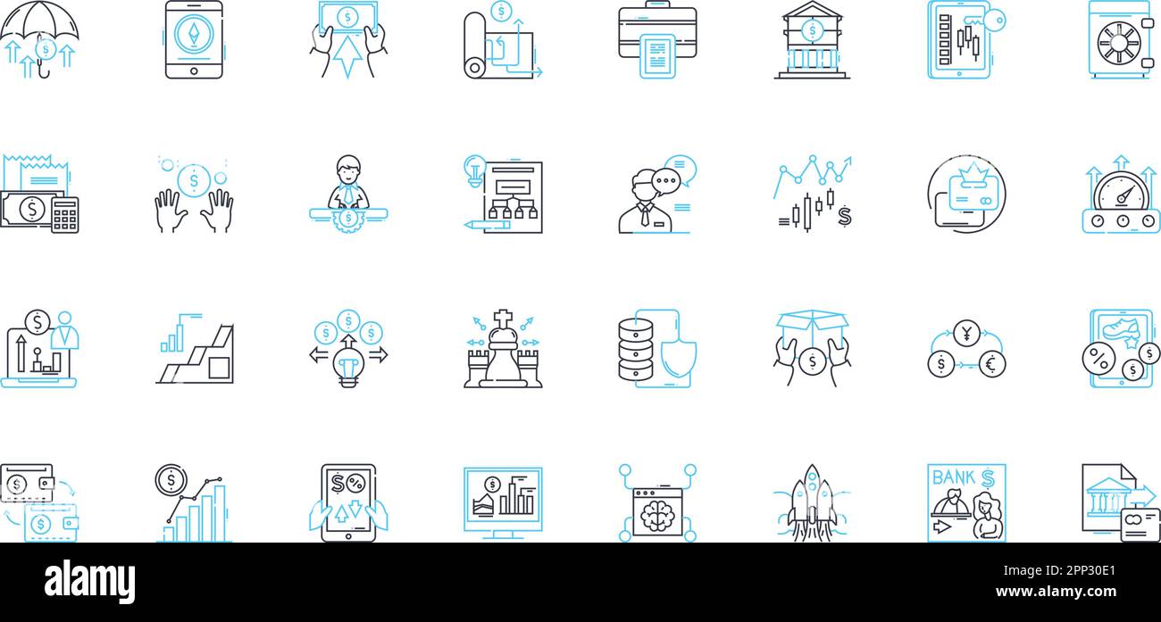 securities linear icons set. Stocks, Bonds, Equities, Futures ...