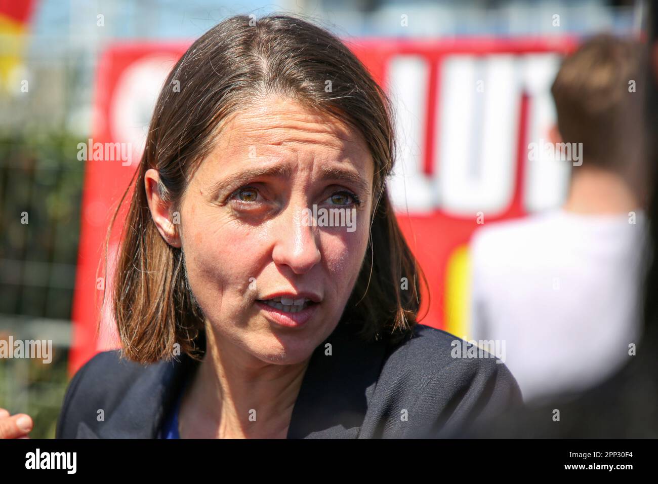 Sophie Binet, the new national secretary of the CGT (General ...