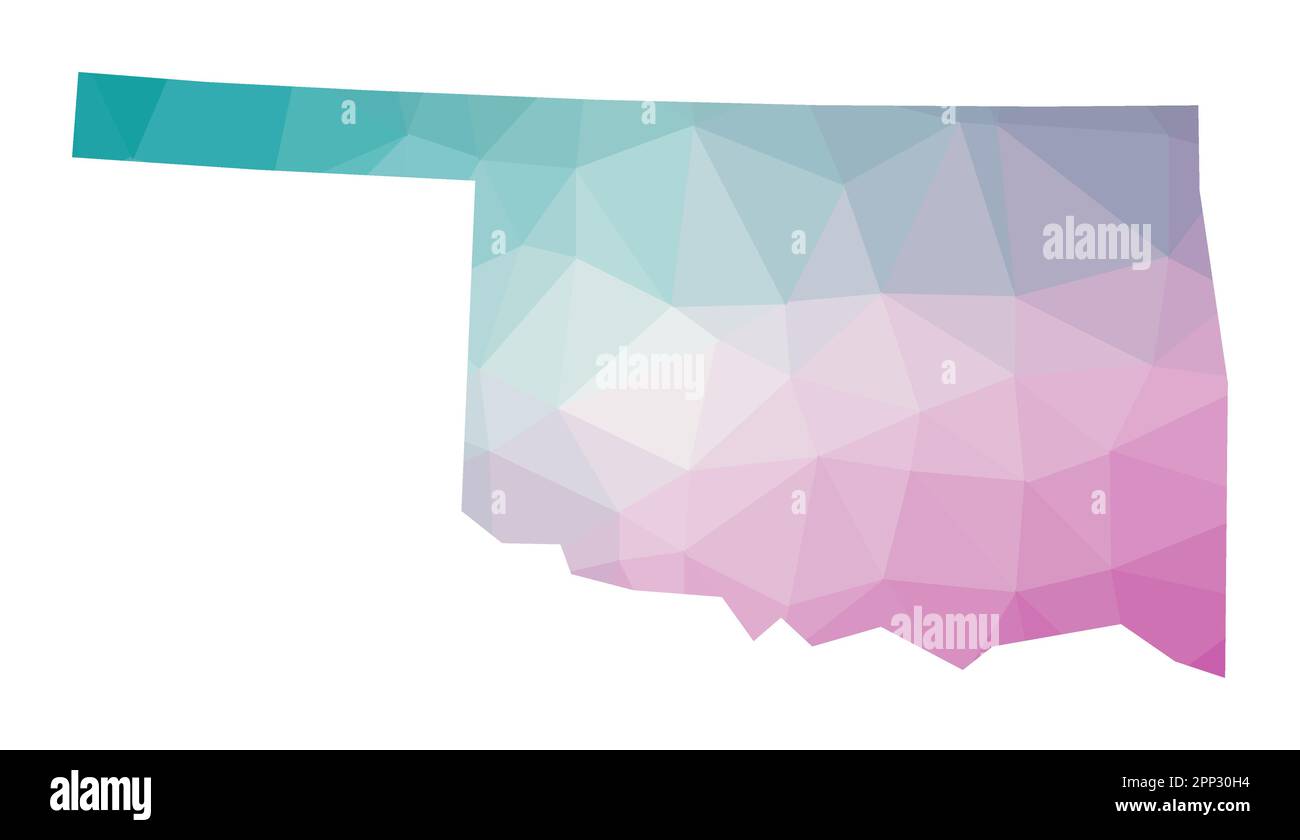 Polygonal map of Oklahoma. Geometric illustration of the US state in ...