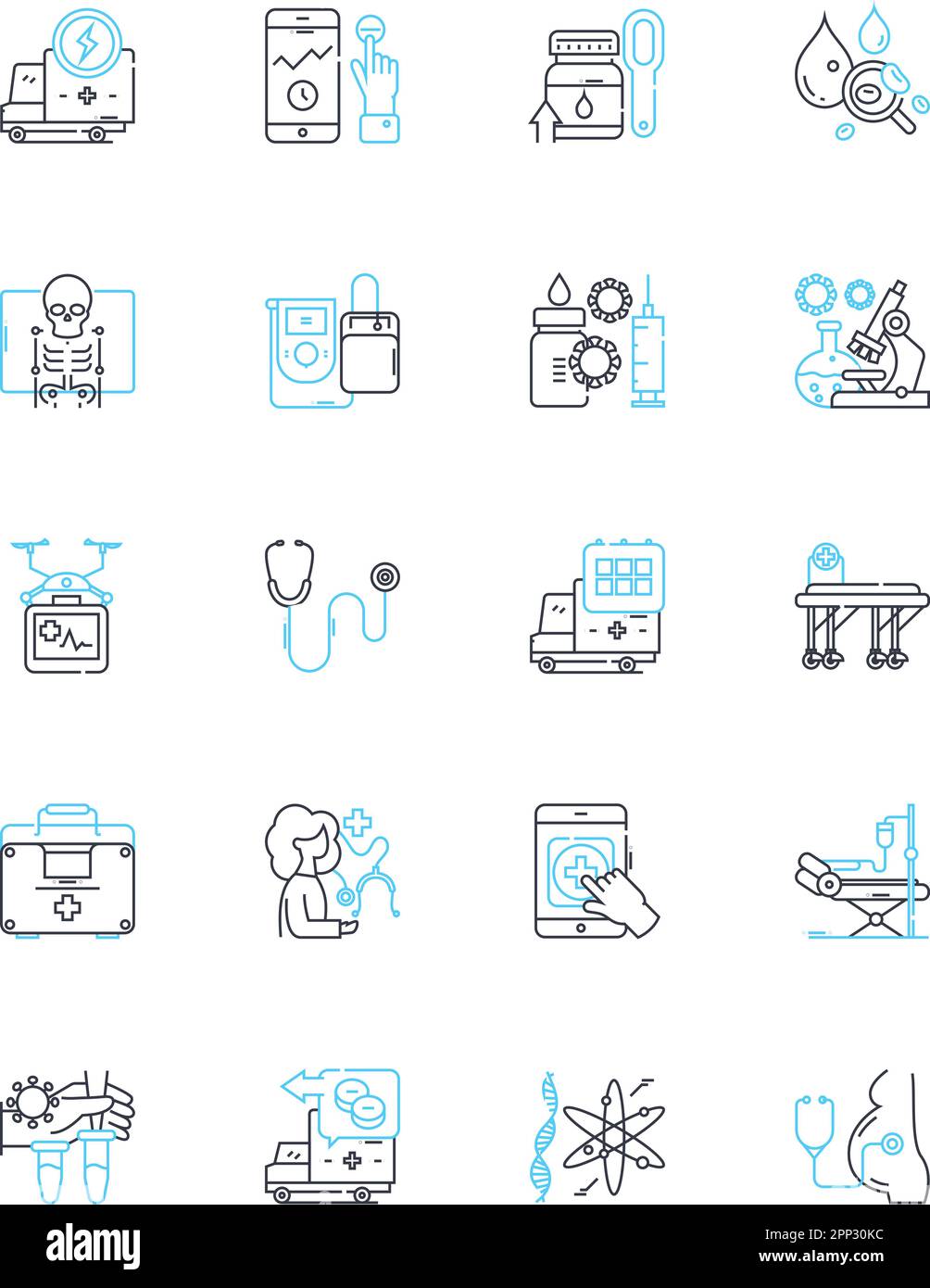 Mental wellness linear icons set. Resilience, Mindfulness, Self-care ...