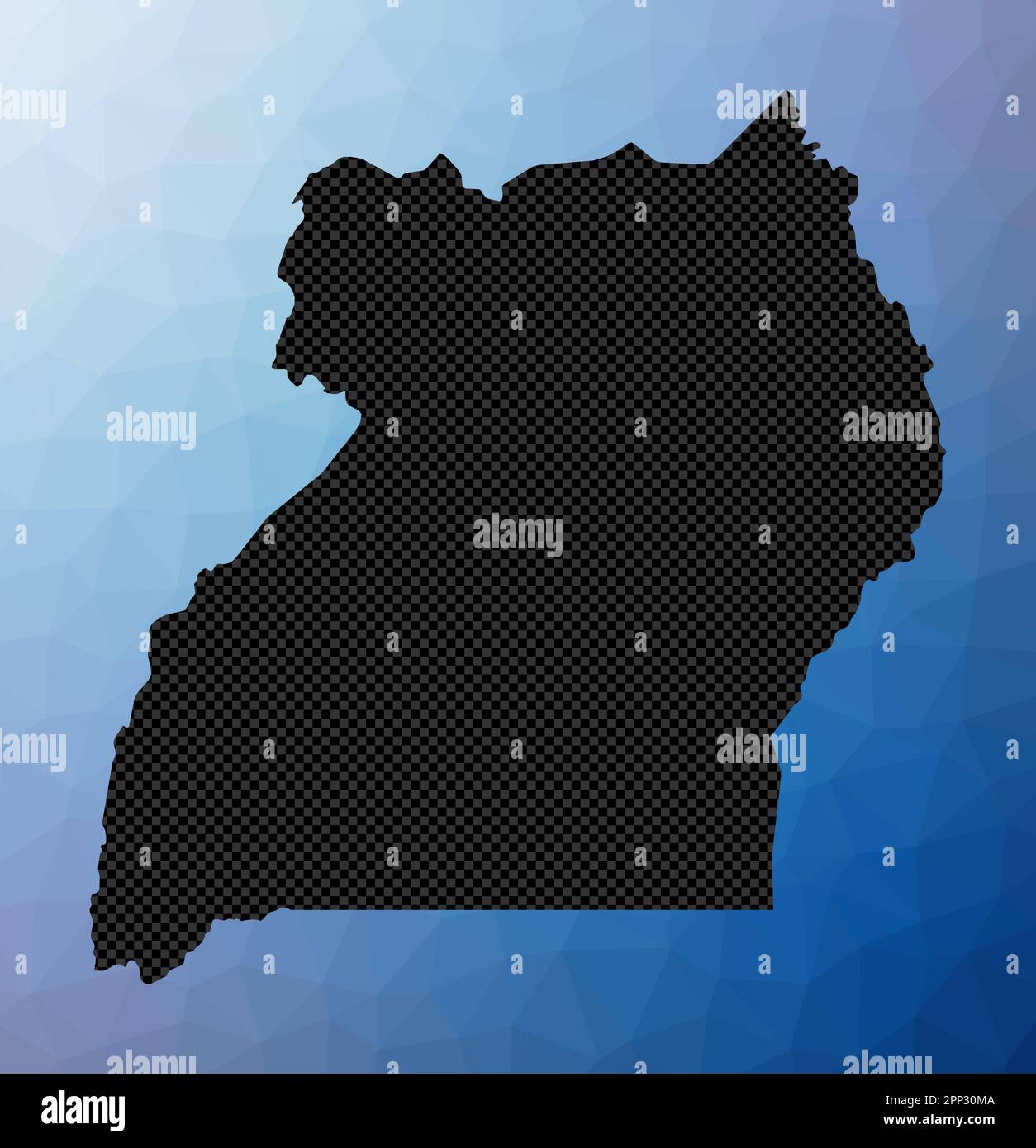 Uganda geometric map. Stencil shape of Uganda in low poly style. Neat ...
