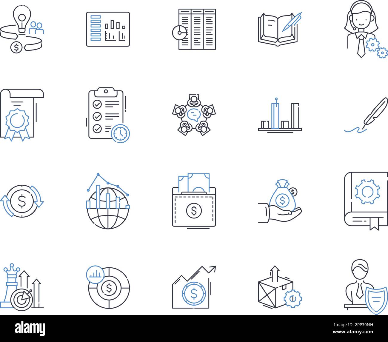 Derivative trading line icons collection. Futures, Options, Hedging ...