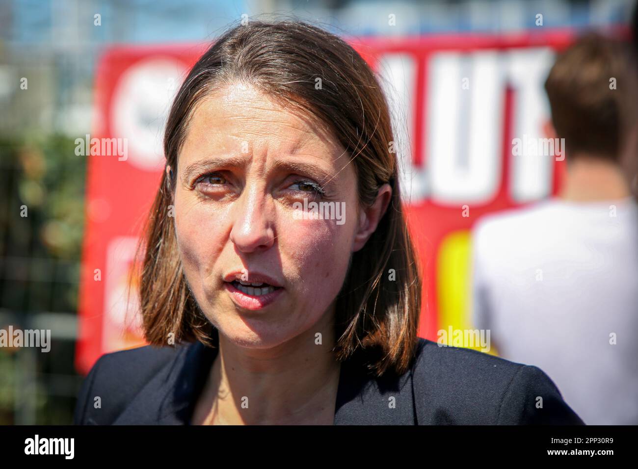 Gardanne, France. 20th Apr, 2023. Sophie Binet, the new national ...