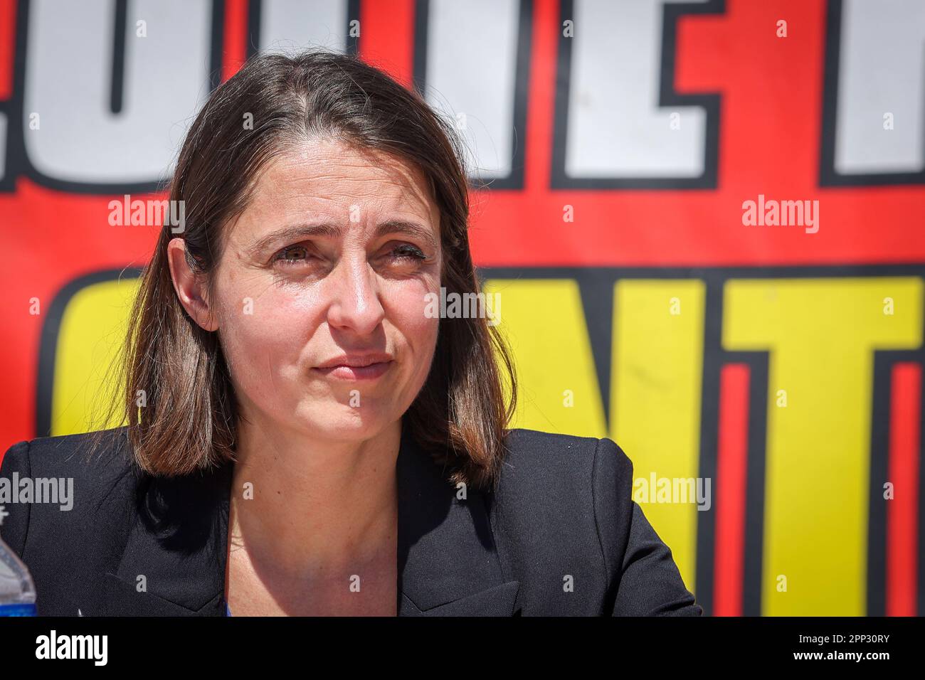 Gardanne, France. 20th Apr, 2023. Sophie Binet, the new national ...