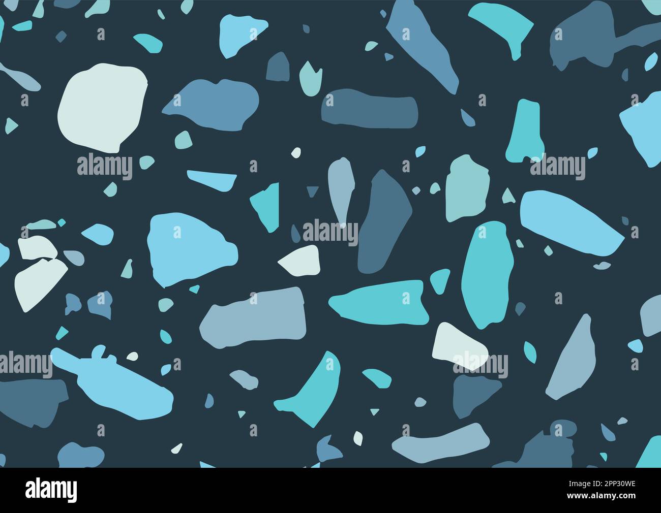 Abstract background with a terrazzo style pattern in shades of blue ...