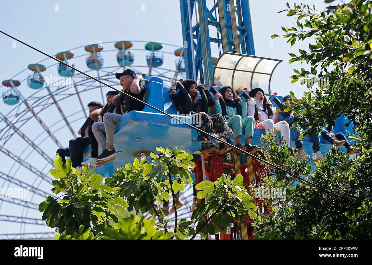 Beirut, Lebanon. 21st Apr, 2023. People enjoy themselves at an ...