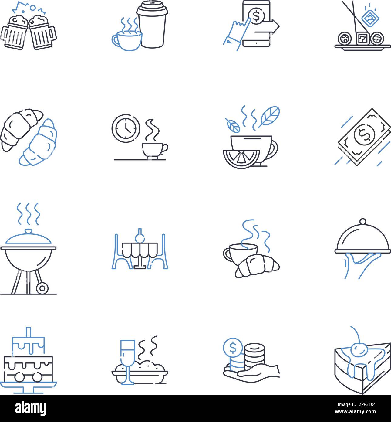 Menu planning line icons collection. Organizing, Mealtime, Preparation ...