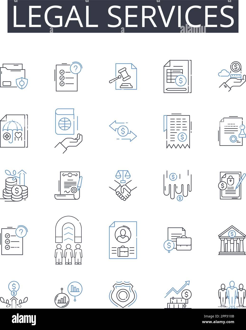 Legal services line icons collection. Infants, Children, Adolescents ...